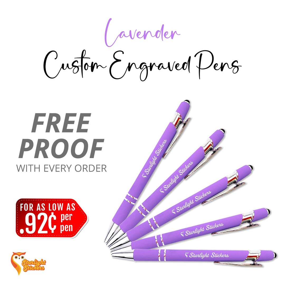 Premium Lavender Laser - Engraved Custom Pens With Stylus - Etsy
