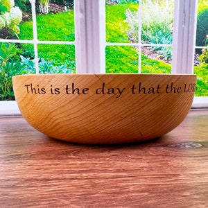 Custom Text on Large Wooden Beechwood Bowl - Laser Engraved With Your ...