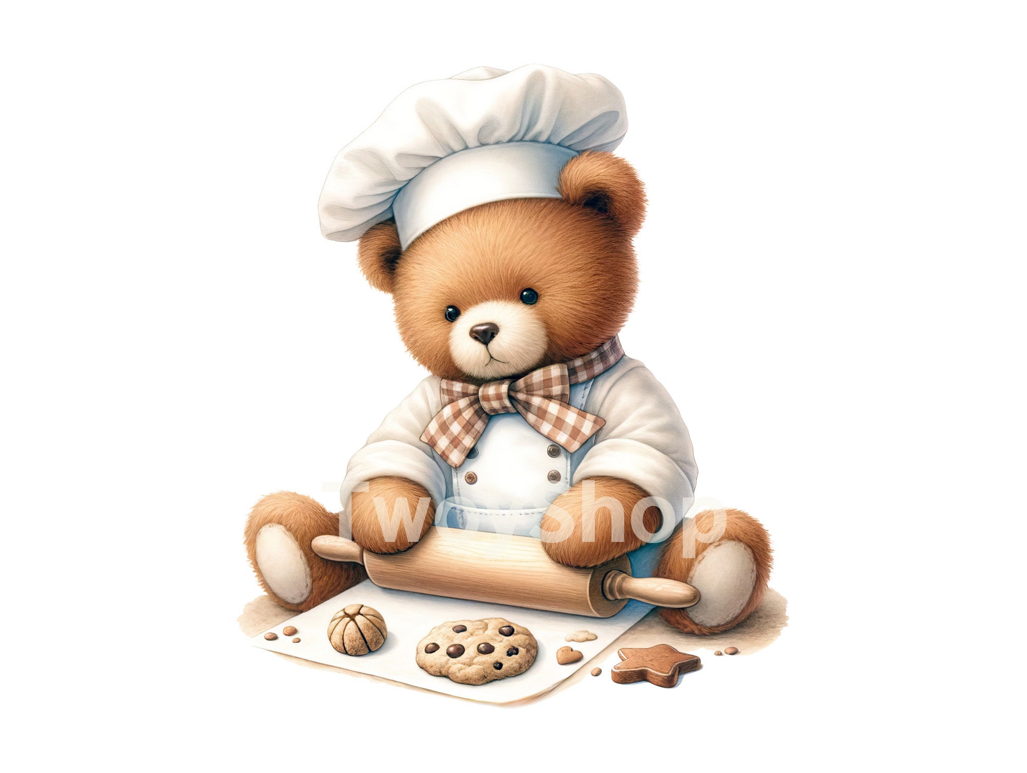 Cute Teddy Bear Chef Clipart Set 10 High-quality PNG & JPG Files for ...