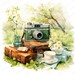 Watercolor Spring Camera Clipart, Hello Spring Floral Vintage Camera 10 ...