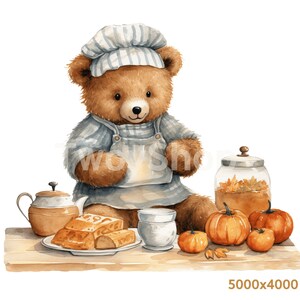 Watercolor Cooking Teddy Clipart, Teddy Bear 10 High Quality PNG Files ...