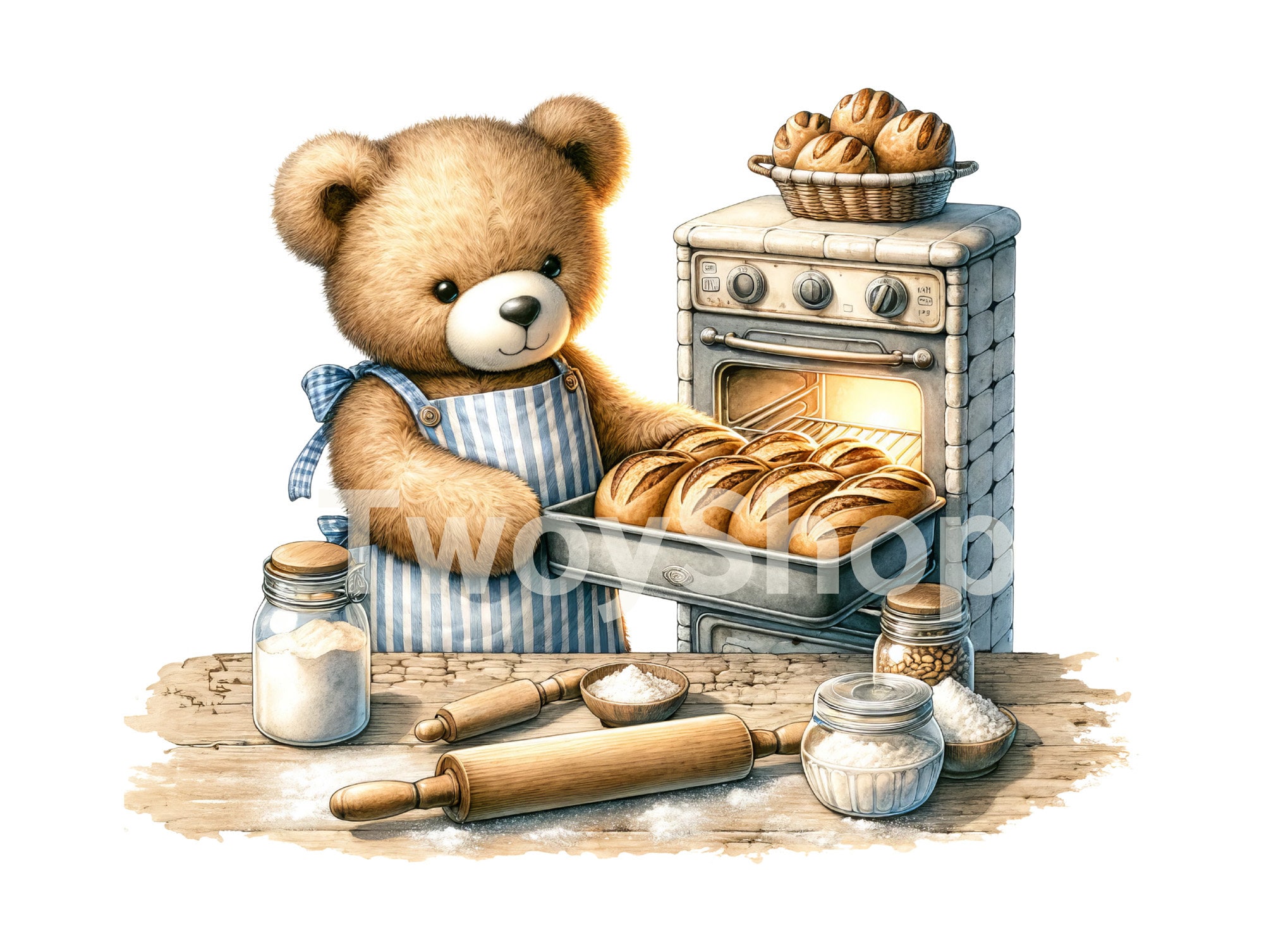 Cute Teddy Bear Chef Clipart Set 10 High-quality PNG & JPG Files for ...