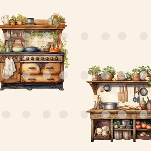 Watercolor Rustic Kitchen Clipart, 10 Elements High Quality Jpegs and ...