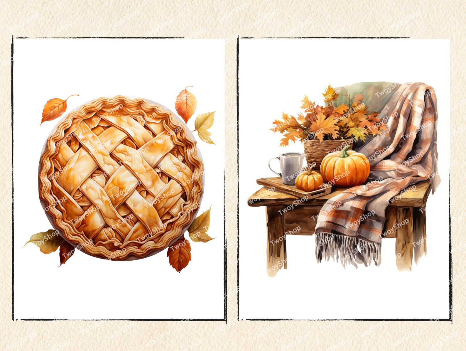 Watercolor Thanksgiving Clipart, Hello Fall PNG Files, Thanksgiving ...