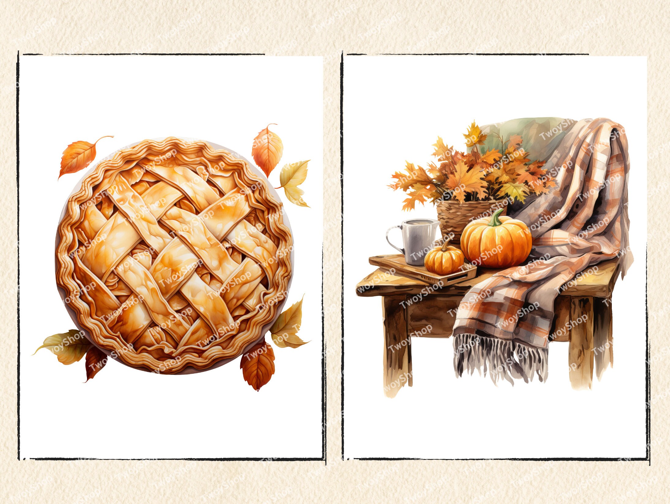 Watercolor Thanksgiving Clipart, Hello Fall PNG Files, Thanksgiving ...