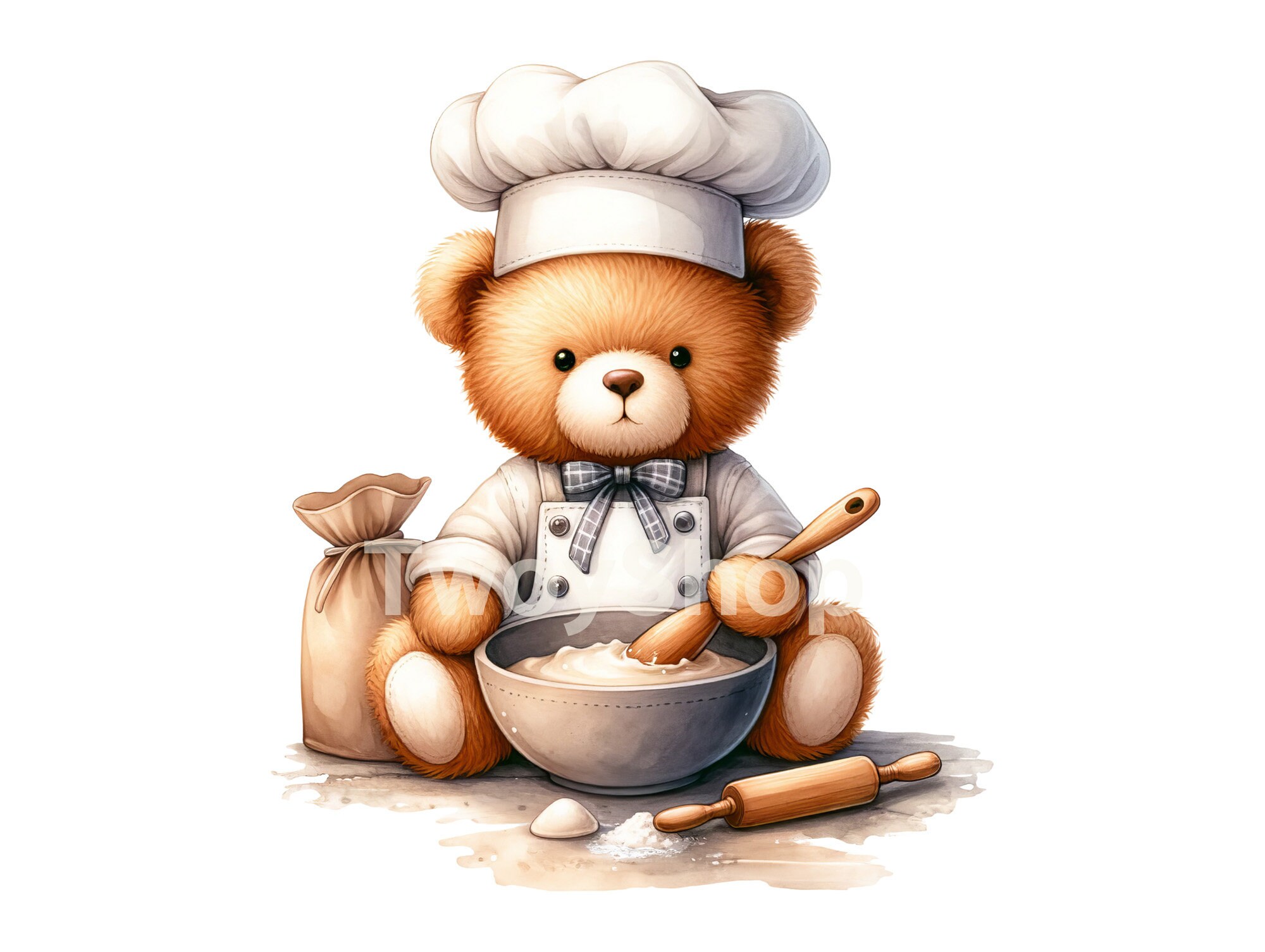 Cute Teddy Bear Chef Clipart Set 10 High-quality PNG & JPG Files for ...