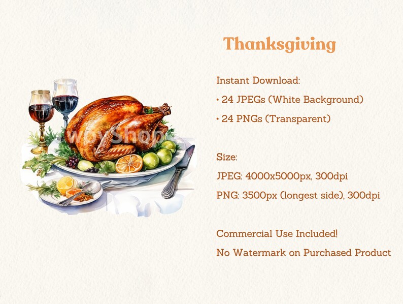 Watercolor Thanksgiving Clipart, Hello Fall PNG Files, Thanksgiving ...