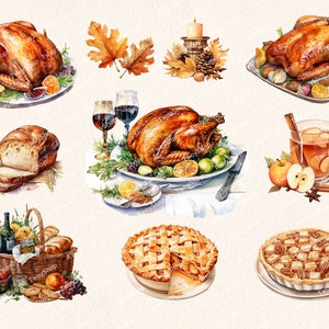 Watercolor Thanksgiving Clipart, Hello Fall PNG Files, Thanksgiving ...