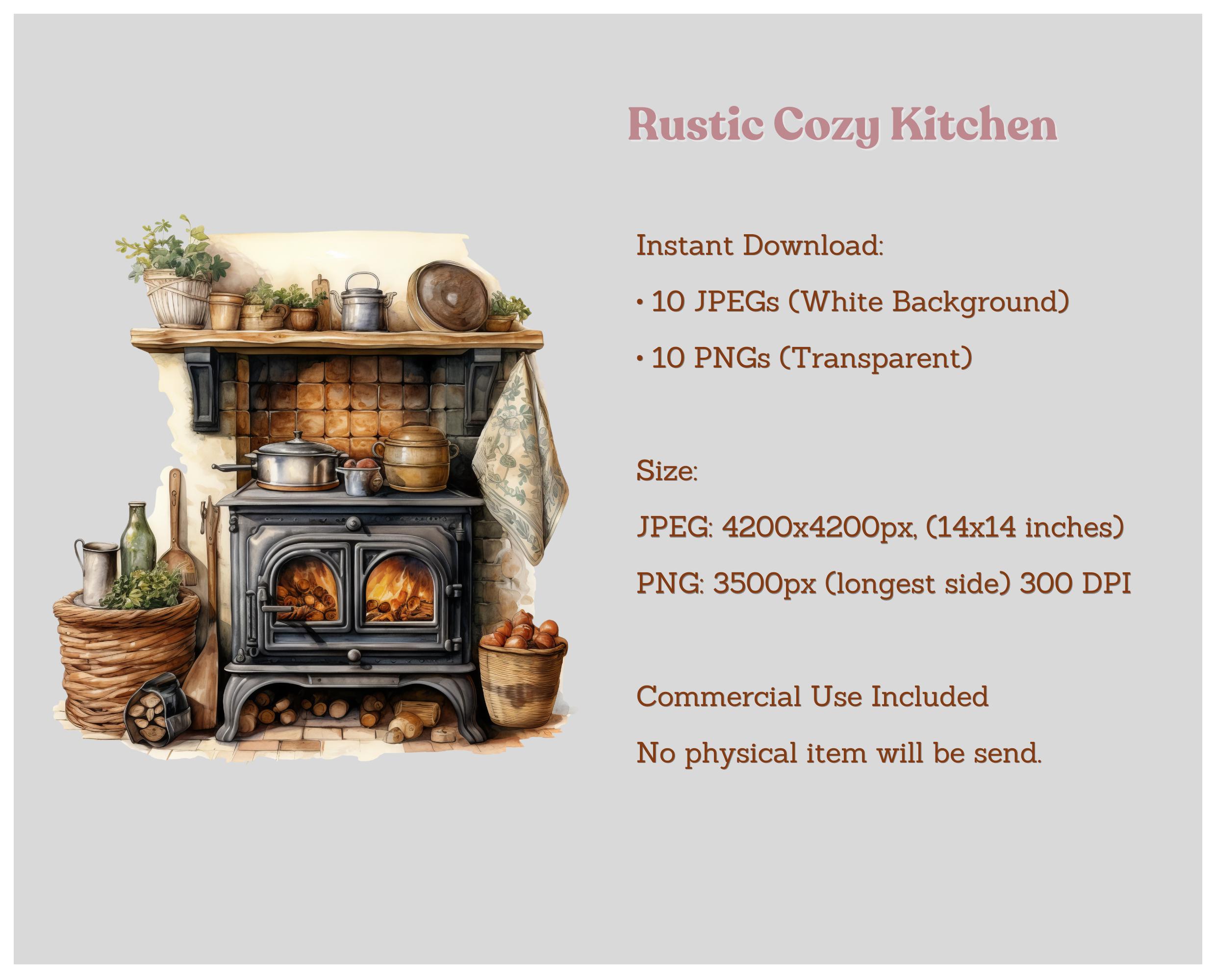 Watercolor Rustic Cozy Kitchen Clipart 10 High-quality Rustic ...