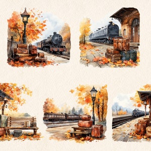 Watercolor Autumn Travel Clipart - Fall Train Trip 10 High Quality PNG ...