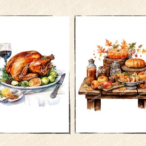 Watercolor Thanksgiving Clipart, Hello Fall PNG Files, Thanksgiving ...