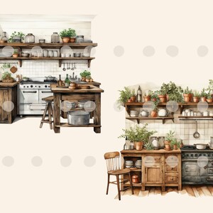 Watercolor Rustic Kitchen Clipart, 10 Elements High Quality Jpegs and ...