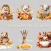 Watercolor Animals' Fall Kitchen Clipart, 12 High Quality PNG Files and ...