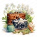 Watercolor Spring Camera Clipart, Hello Spring Floral Vintage Camera 10 ...