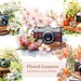 Watercolor Spring Camera Clipart, Hello Spring Floral Vintage Camera 10 ...