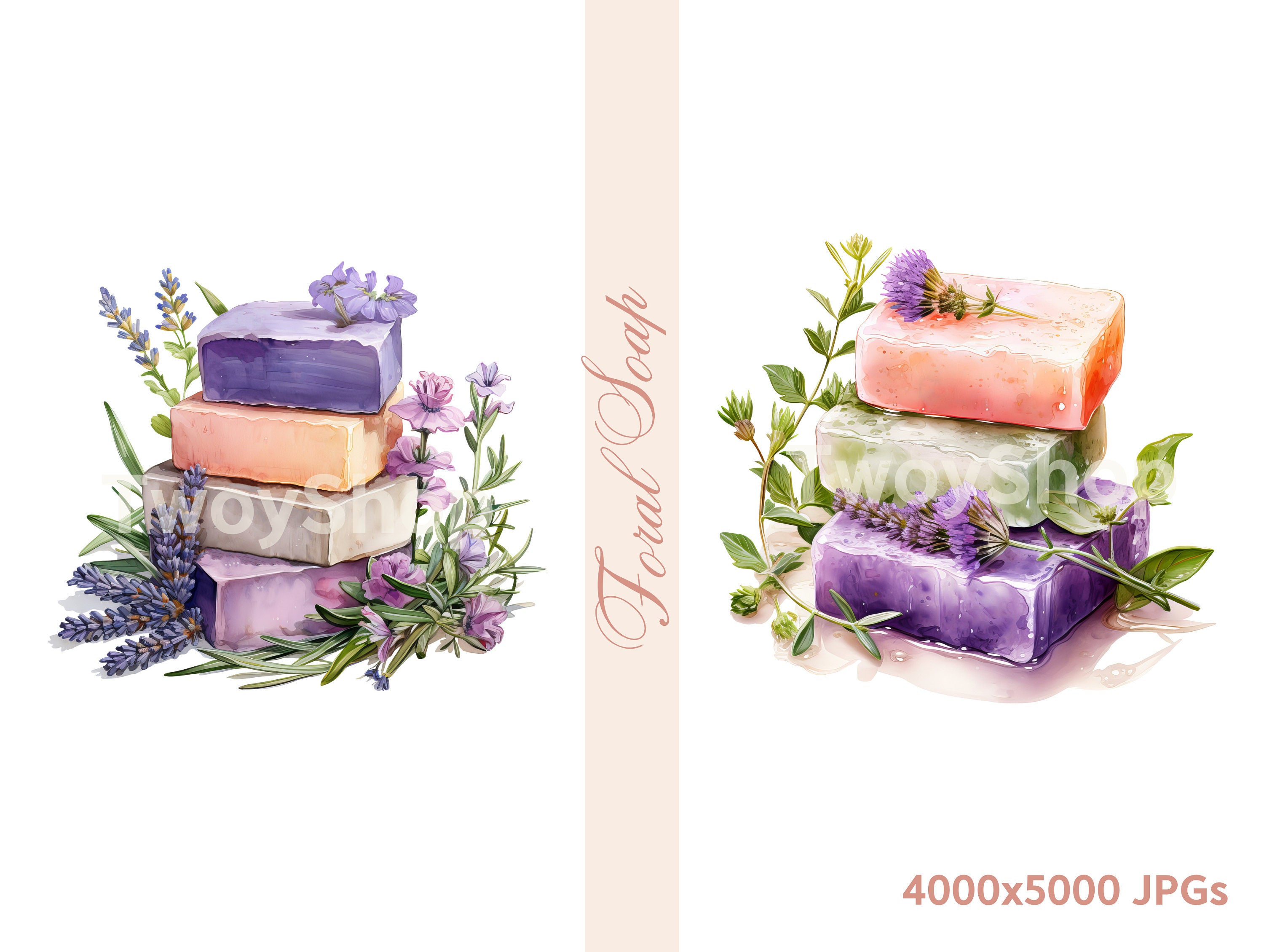 Watercolor Floral Soap Clipart, Lavender Soap 10 High Quality Jpegs and ...