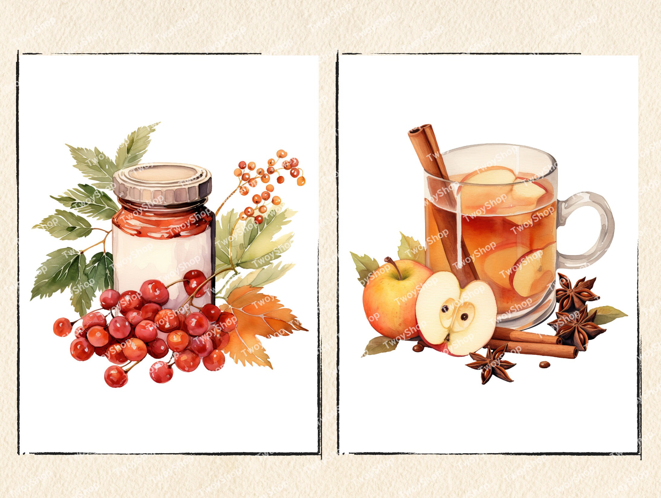 Watercolor Thanksgiving Clipart, Hello Fall PNG Files, Thanksgiving ...
