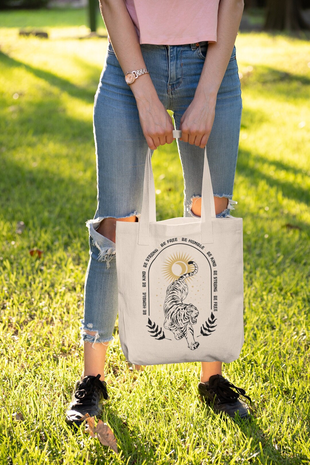 Vintage Tiger Tote Bag Tiger Aesthetic Chinese Tiger Bag Be Humble Be ...