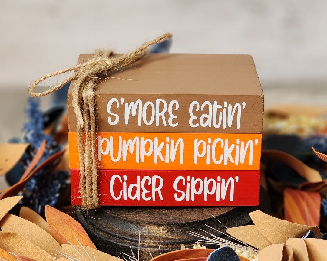 Fall Book Stack, Fall Autumn Tiered Tray Decor, Smore, Pumpkin Picking ...