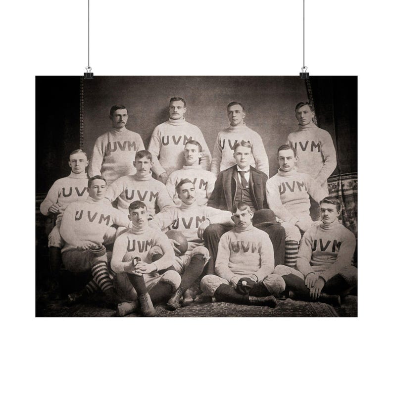 Vintage UVM 1891 Football Team Photo Matte Poster Print, Wall Art Decor ...