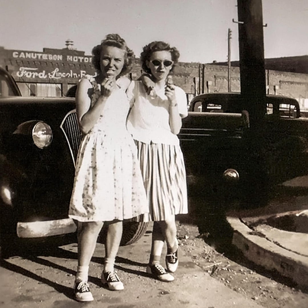 Vintage Photo, Friends in Front of a Ford Dealership, Black and White ...