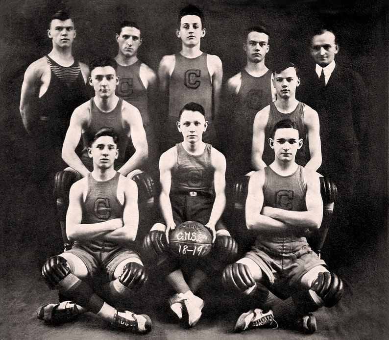 An Old Photo of a 1918 Basketball Team - Etsy