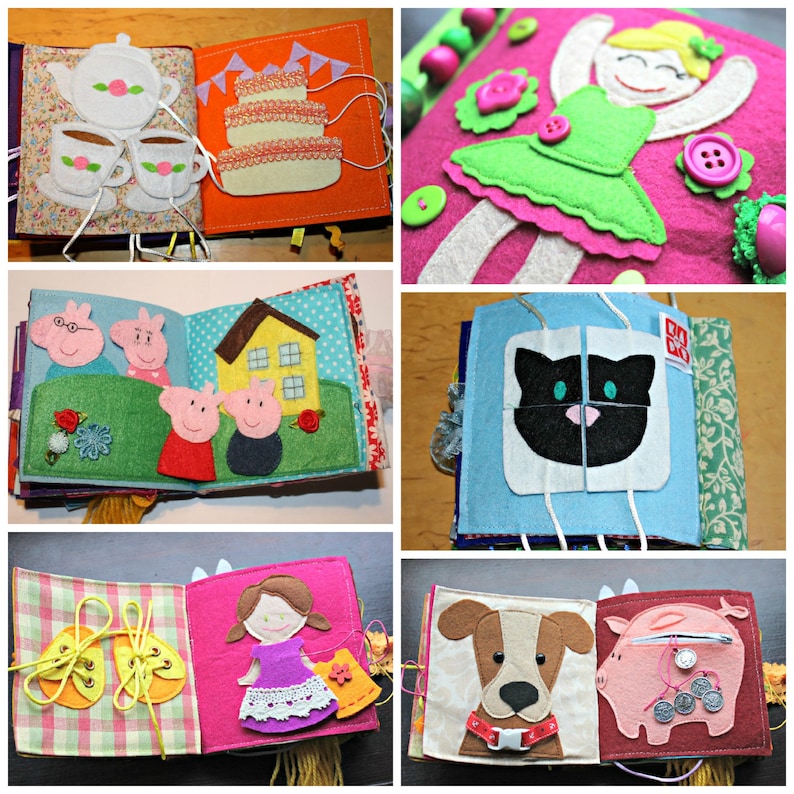 Quiet book girl toddler busy book customised made to | Etsy