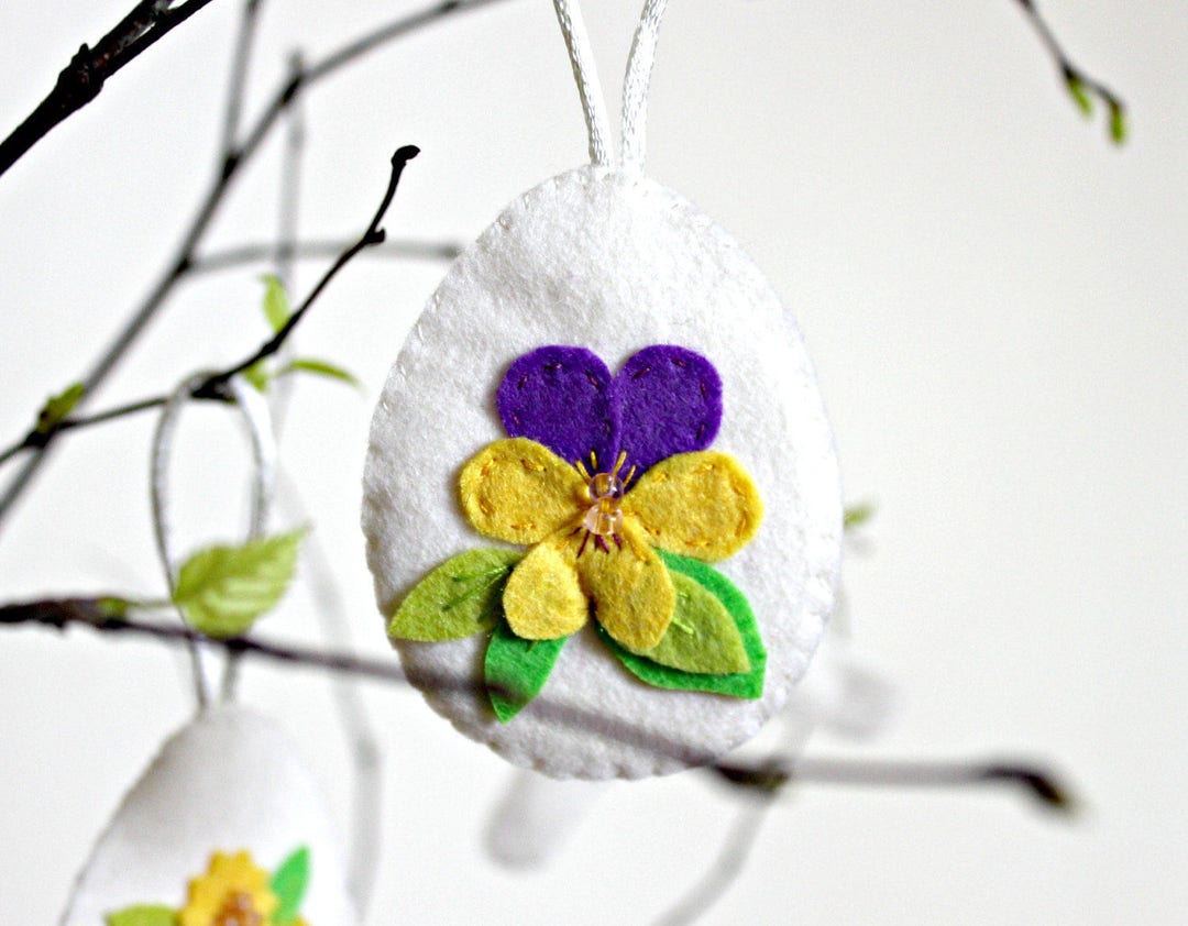 Easter Felt Ornaments, Felt Eggs, Flowers, Set of 2, 3 or 5 - Etsy