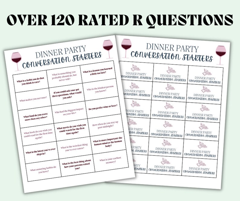 Dinner Party Conversation Starters, Printable - Etsy