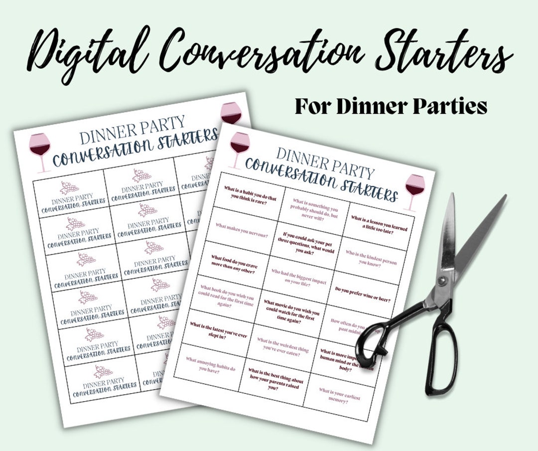 Dinner Party Conversation Starters, Printable - Etsy
