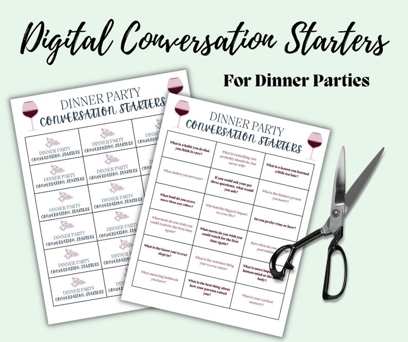 Dinner Party Conversation Starters, Printable - Etsy