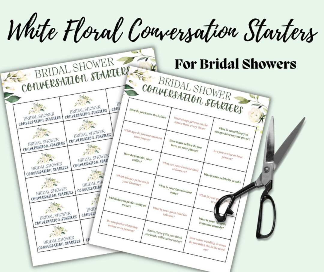 White Floral Conversation Starters, Printable - Etsy