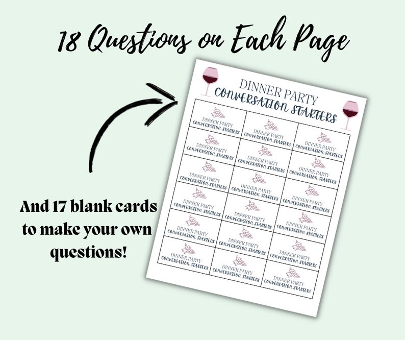 Dinner Party Conversation Starters, Printable - Etsy