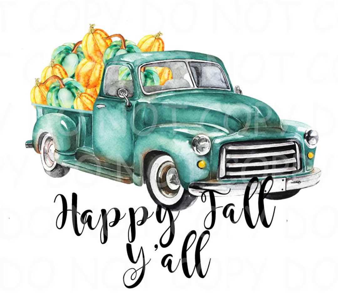 Happy Fall Y'all Green Truck - Etsy