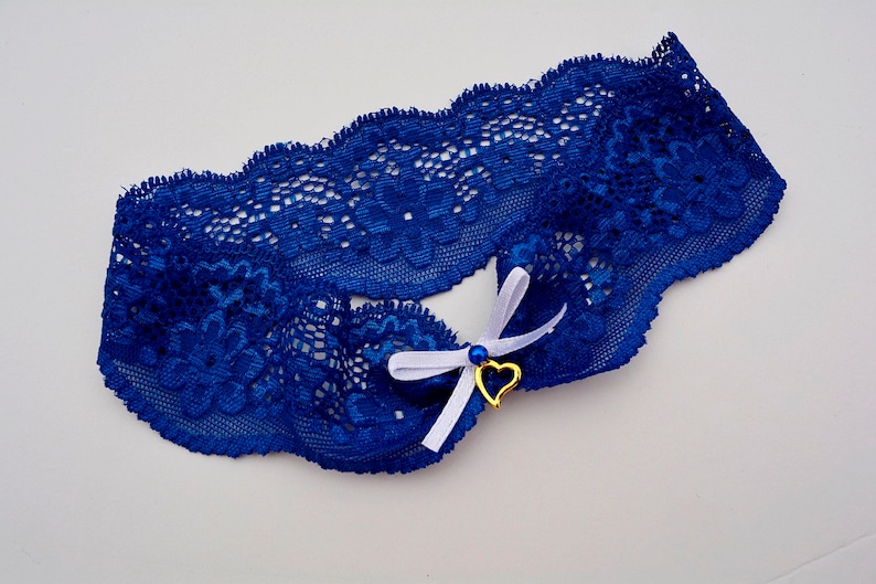 Royal Blue Wedding Keep Toss Garter Lace Gold Heart Charm, Blue Toss ...