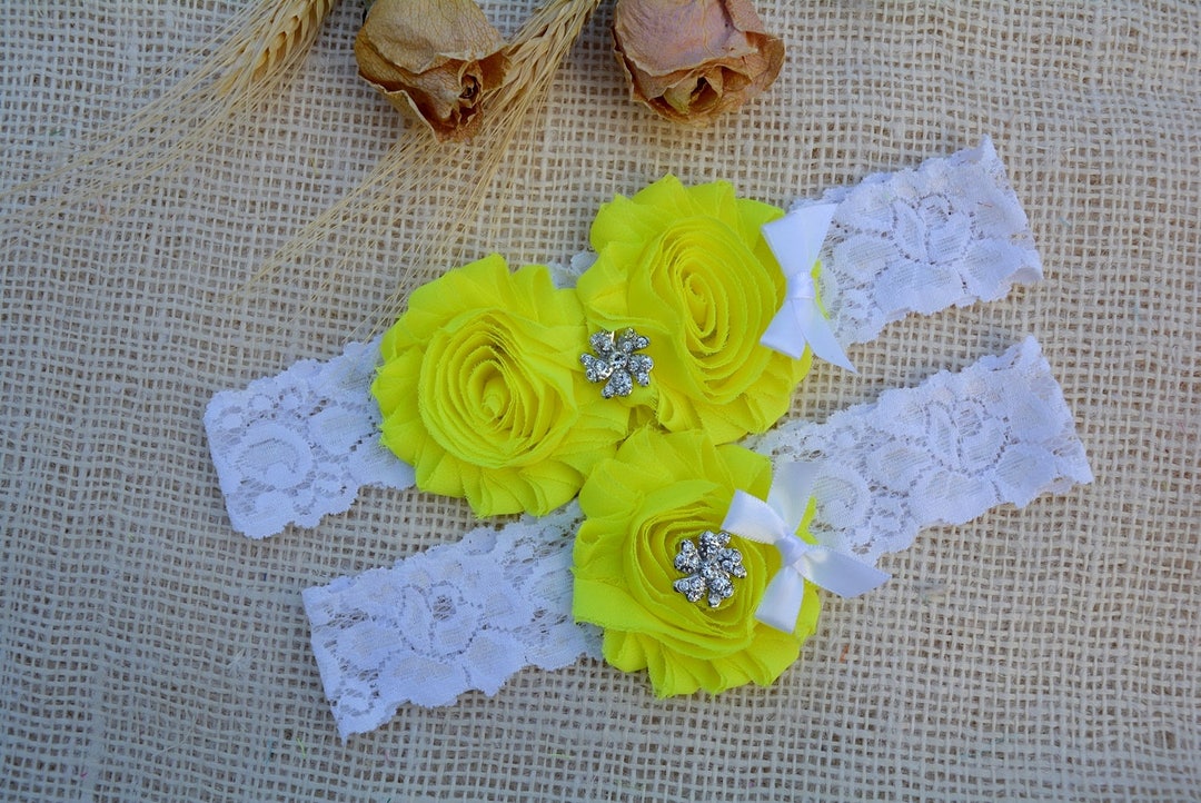 Garter Set Yellow Garter Bridal Clothing Yellow Garters - Etsy