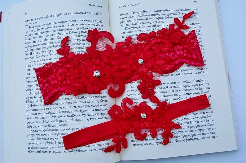 Red Wedding Garter Bridal Garter Red Lace Garter Set - Etsy
