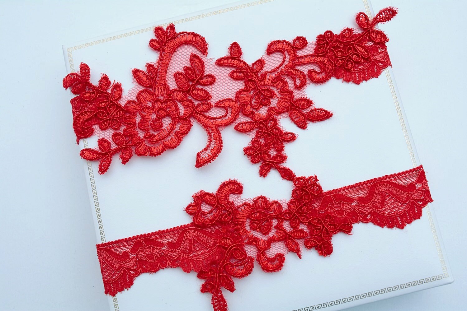 Red Wedding Garter Bridal Garter Red, Lace Garter Set, Wedding Garter ...