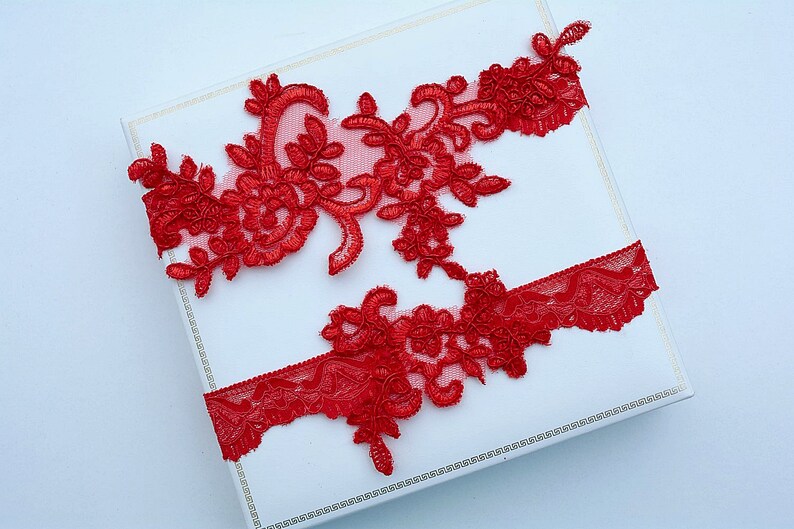 Garter Set Burgundy Lace Stretsy Bridal Garter Wine Red, Lace Wedding ...