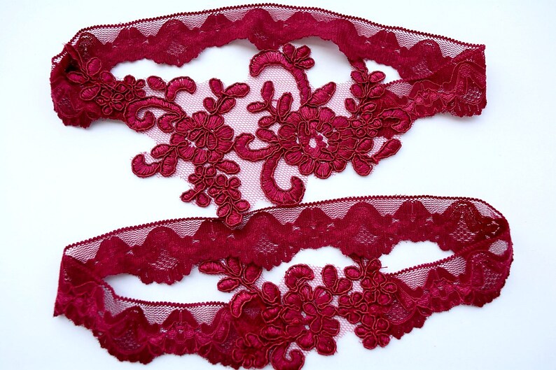 Red Wedding Garter Bridal Garter Red, Lace Garter Set, Wedding Garter ...