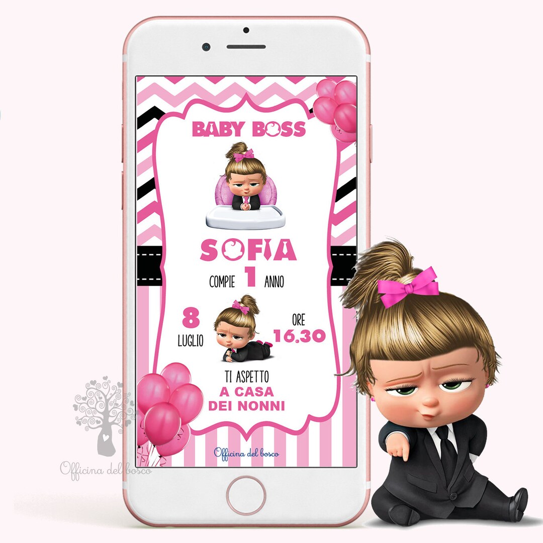 Digital Invitation BABY BOSS GIRL Party Invitation Card Invitation ...