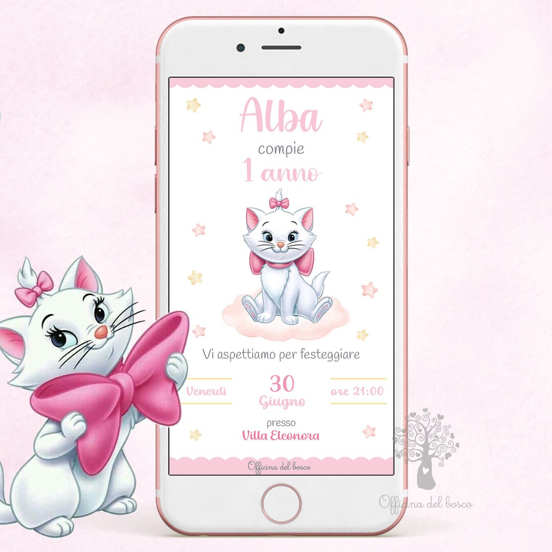 Invitation MINOU DIGITAL Cat Birth Baptism Party - Etsy