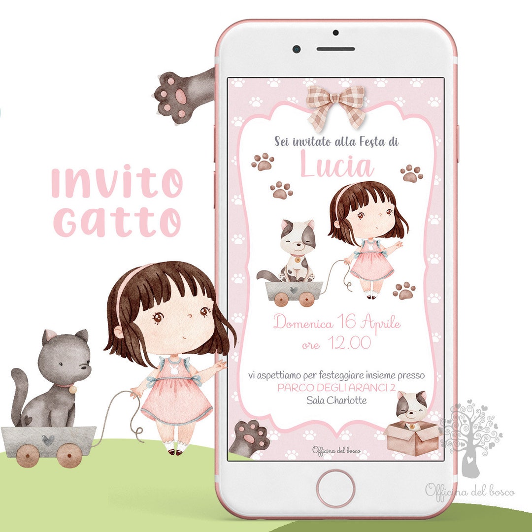 Digital Animal Invitation for the GIRL With CAT Whatsapp Party ...