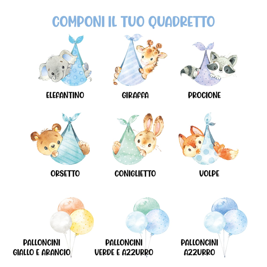 Quadretto Nascita PDF o STAMPA con CORNICE Animali del bosco - Poster ...
