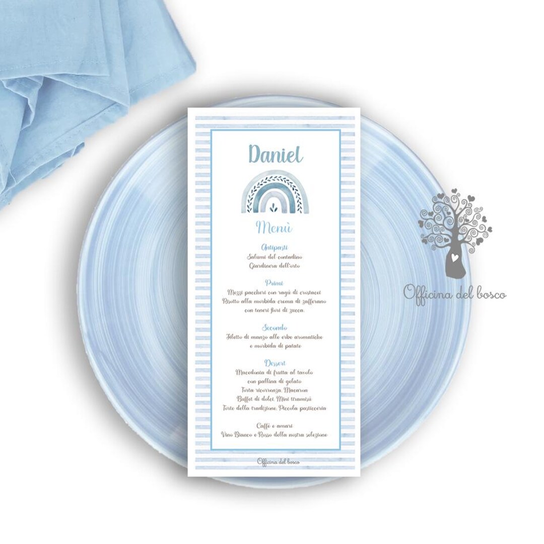 RAINBOW Ceremony Menu, Boy or Girl, Baptism Party, Placeholder Menu ...