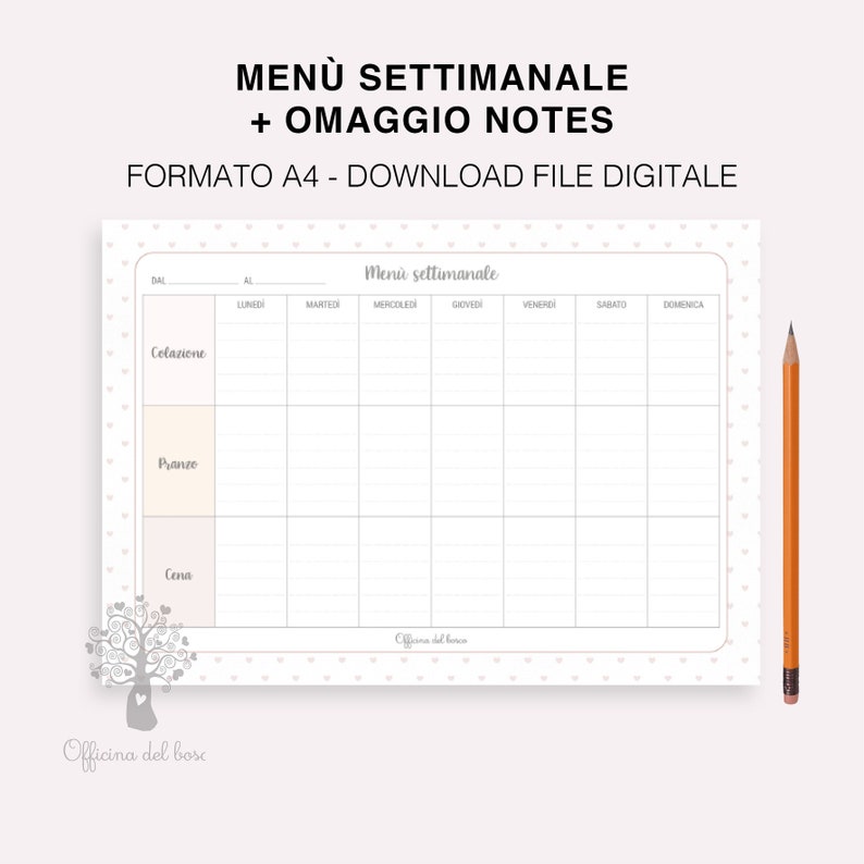 Printable A4 Weekly Menu Planner + Notes | Delicate and Functional ...