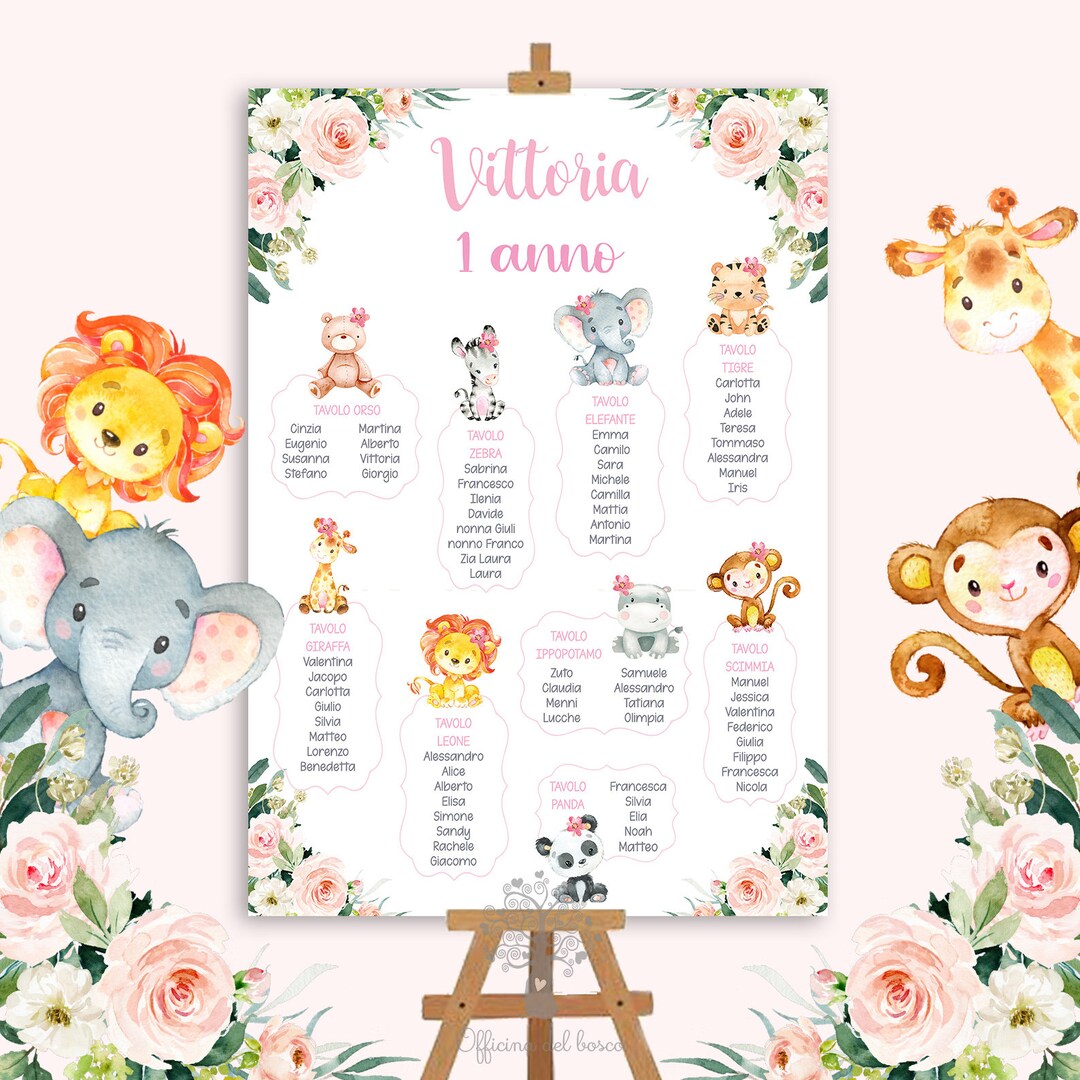 Tableau Digitale SAVANA PDF File da stampare battesimo, compleanno ...