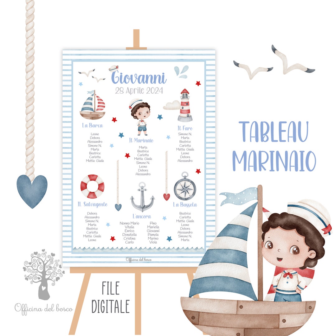 TABLEAU SEA SAILOR, Table Sign, Place Card Ceremony, Child, Baptism ...