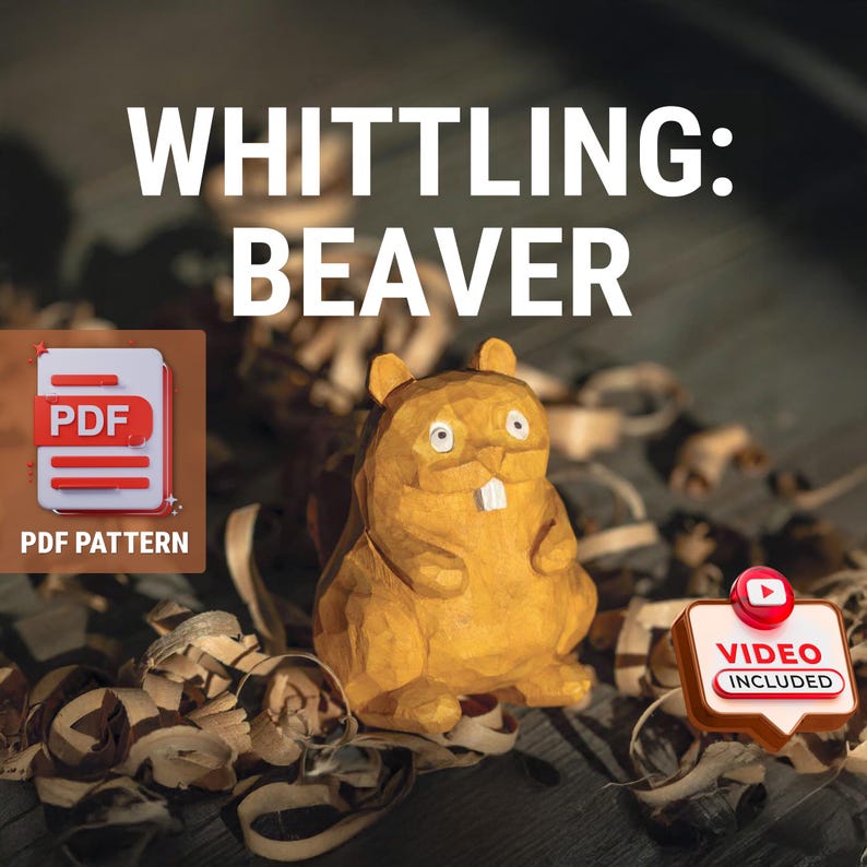 Animal Carving Template Beaver – Woodland Animal DIY Project - PDF ...