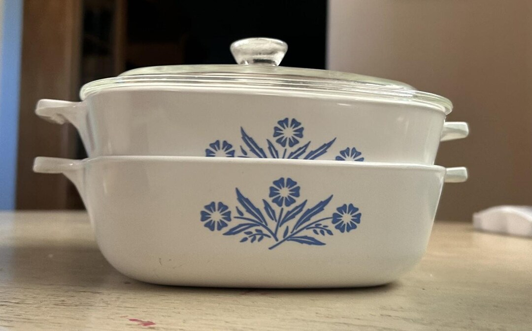 Vintage Corningware Blue Cornflower Set of 2 P-1-B 1 Qt Casseroles With ...